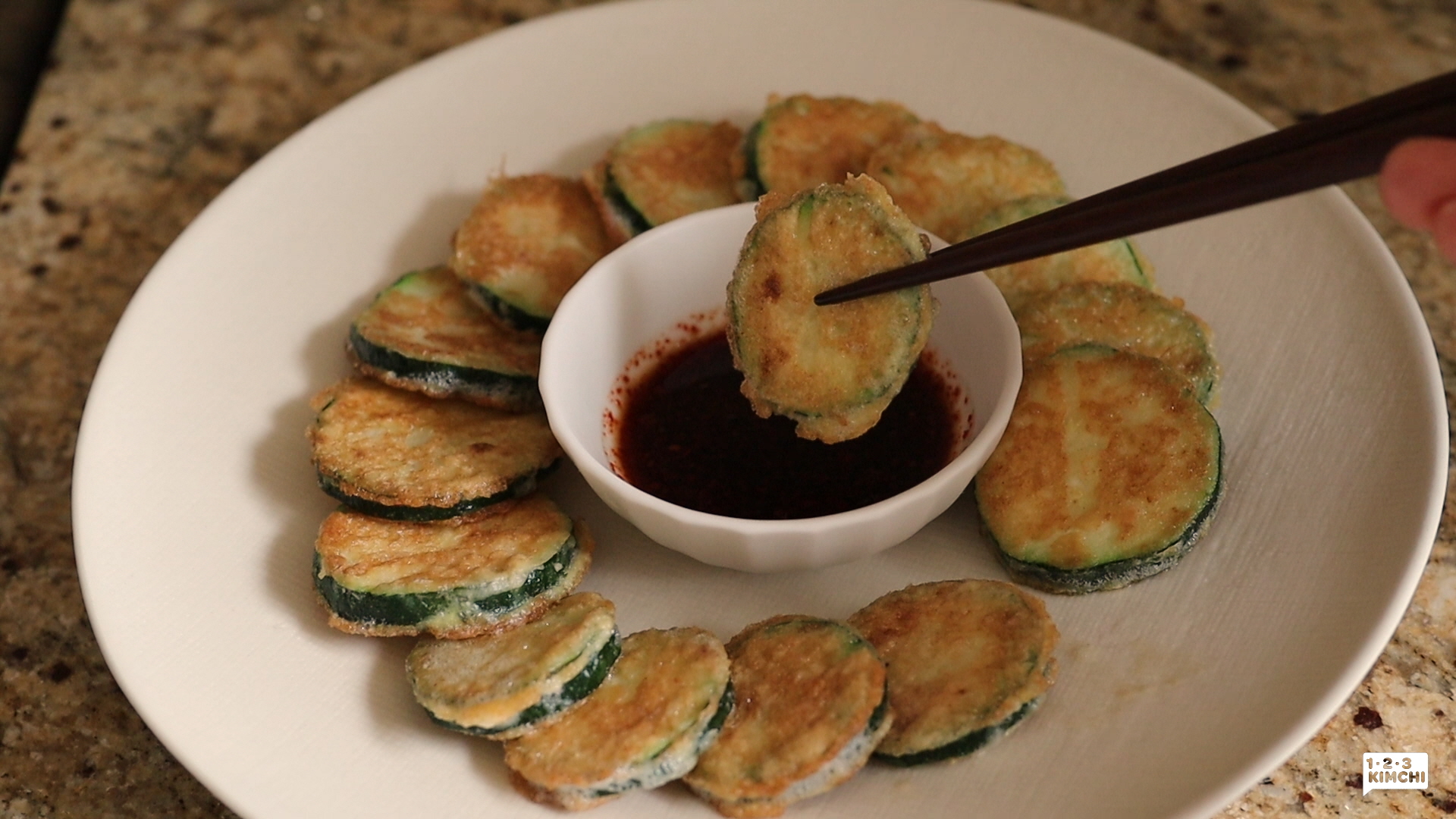 Aehobak-jeon | Korean Zucchini Fritters (Vegan-Friendly) - 1-2-3 Kimchi